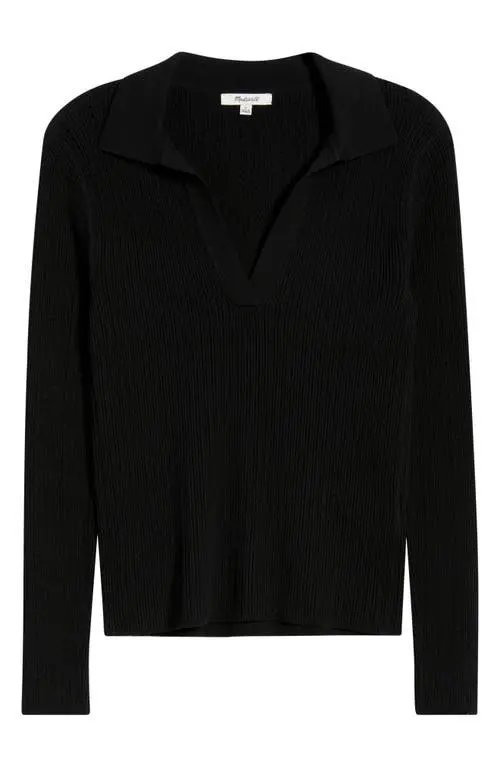 Madewell Johnny Collar Sweater - Jet Black
