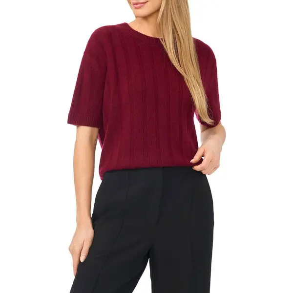 Ted Baker London Short Sleeve Cashmere Rib Sweater - Barolo