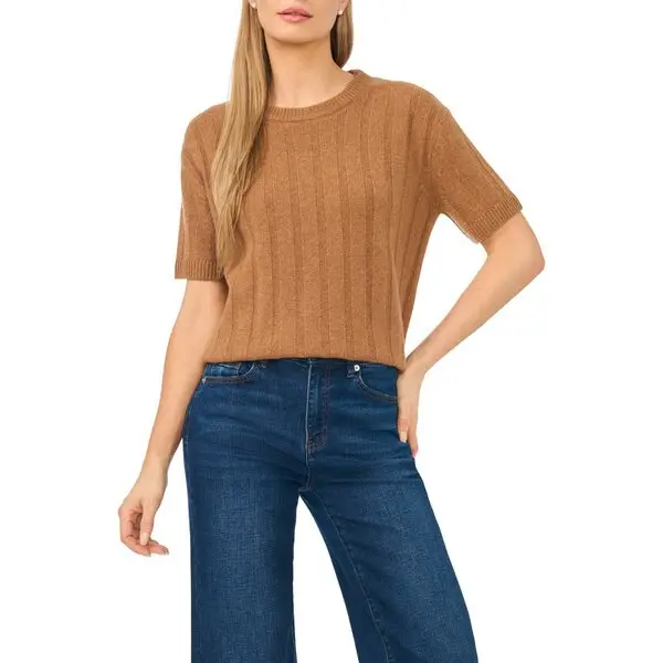 Ted Baker London Short Sleeve Cashmere Rib Sweater - Haystack
