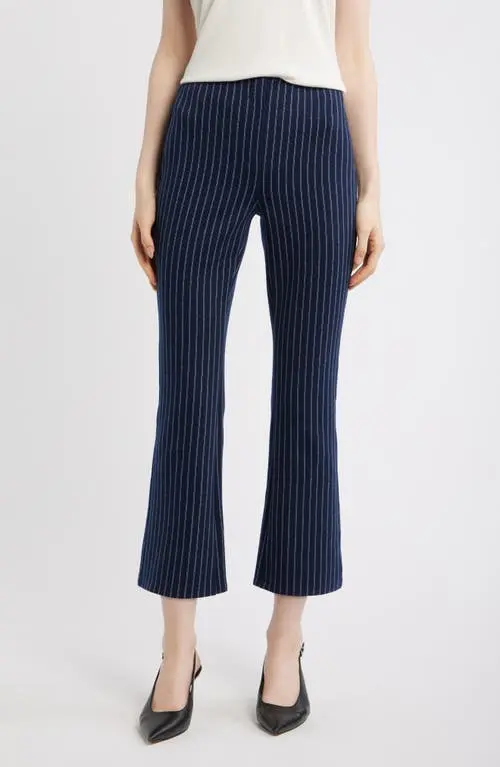 Theory Pinstripe Crop Kick Flare Pants - Navy Multi