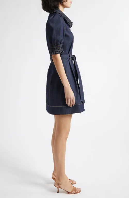 Cinq À Sept Annabella Ruffled Detail Denim Dress