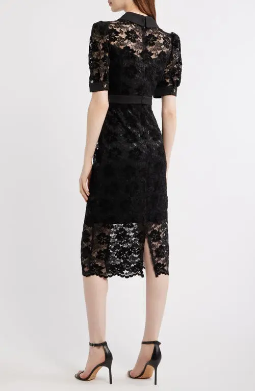 TAHARI ASL Lace Midi Shirtdress