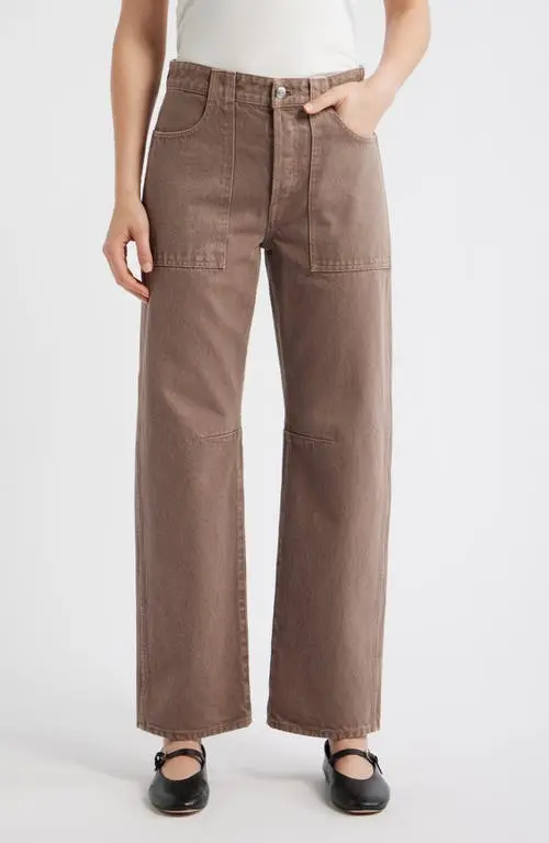 Madewell The Darted Utility Barrel Leg Jeans - Light Umber