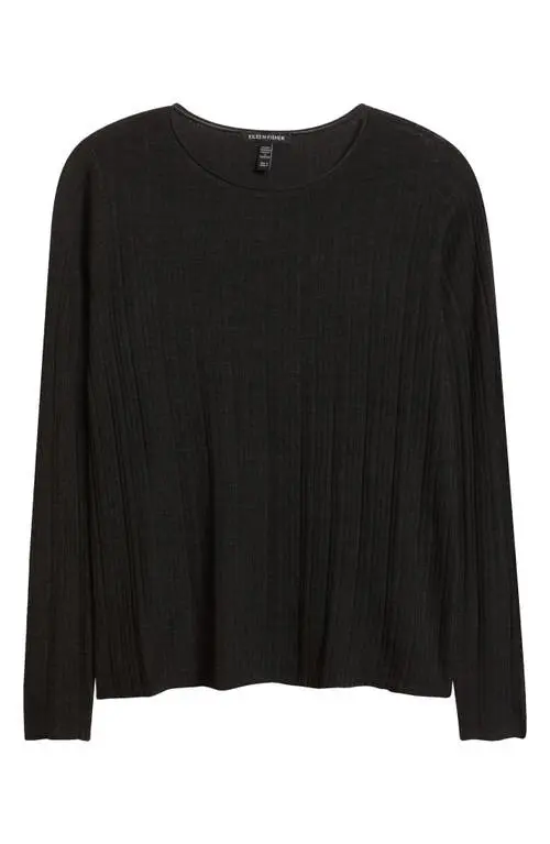 Eileen Fisher Merino Wool Ribbed Sweater - Charcoal