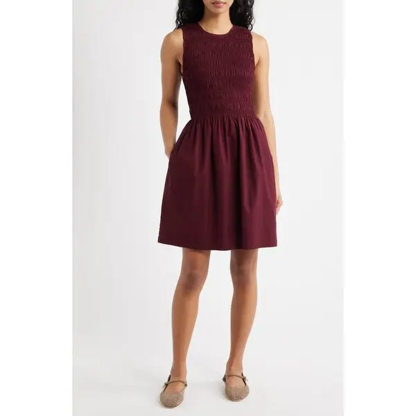 Madewell The Melody Smocked Minidress - Sangria