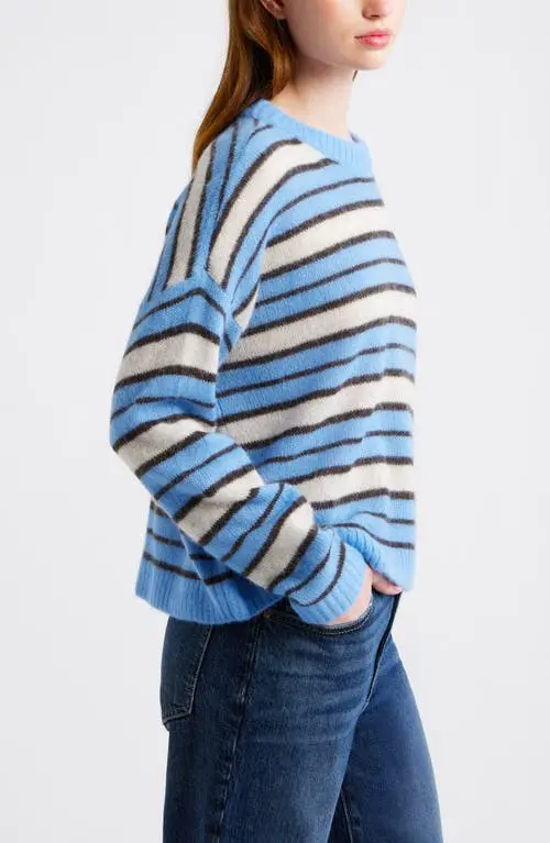 Madewell Oversize Pullover Sweater - Blue Multi Stripe