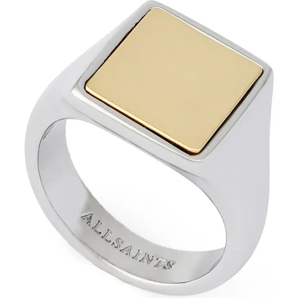 ALLSAINTS Square Signet Ring - Two Tone Shiny