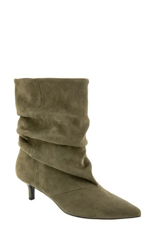Bcbgmaxazria Dalles Kitten Heel Pointed Toe Scrunch Bootie - Olive