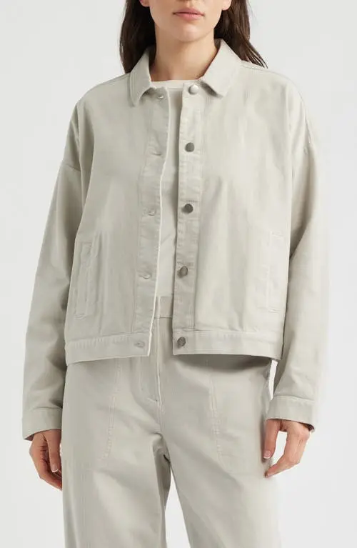 Eileen Fisher Classic Collar Stretch Organic Collar Corduroy Jacket - Chalk