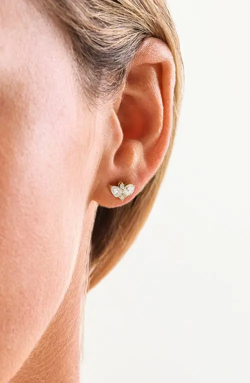 Bony Levy 18k Gold Diamond Triple Marquise Stud Earrings