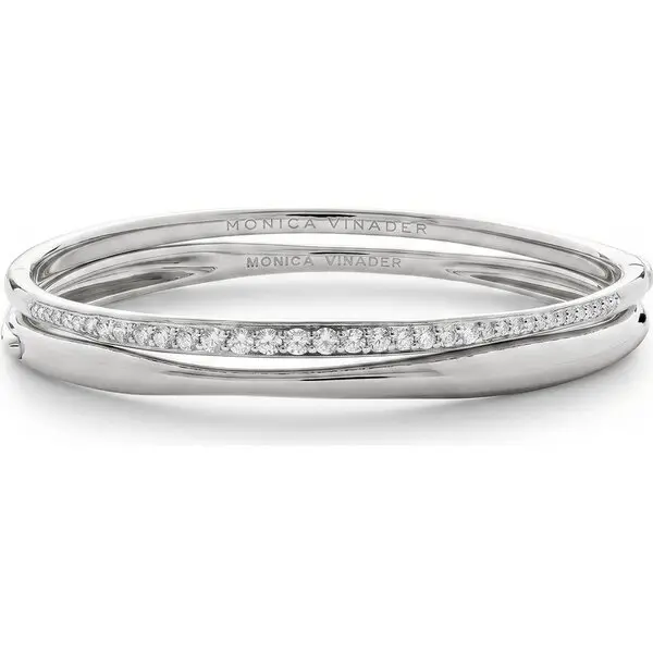 Monica Vinader Nura Lab Grown Diamond Set Of 2 Bangle Bracelets - Sterling Silver