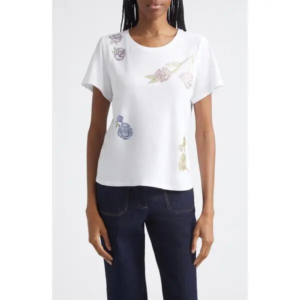 Cinq À Sept Floral Embellished T-shirt - White