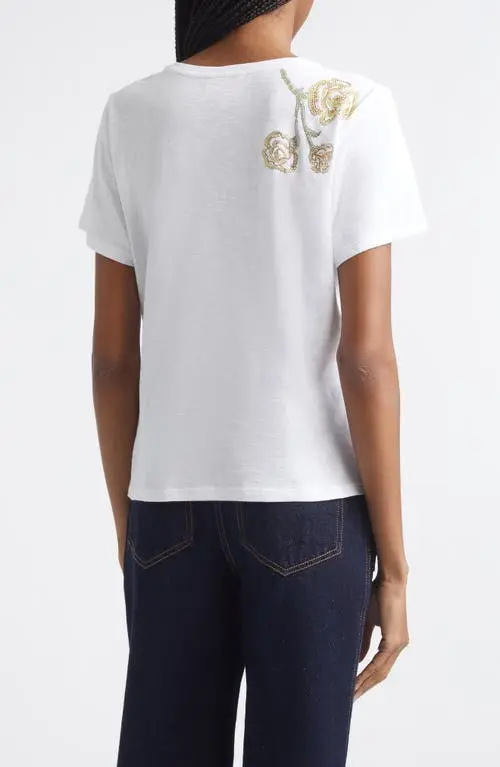 Cinq À Sept Floral Embellished Crewneck T-shirt