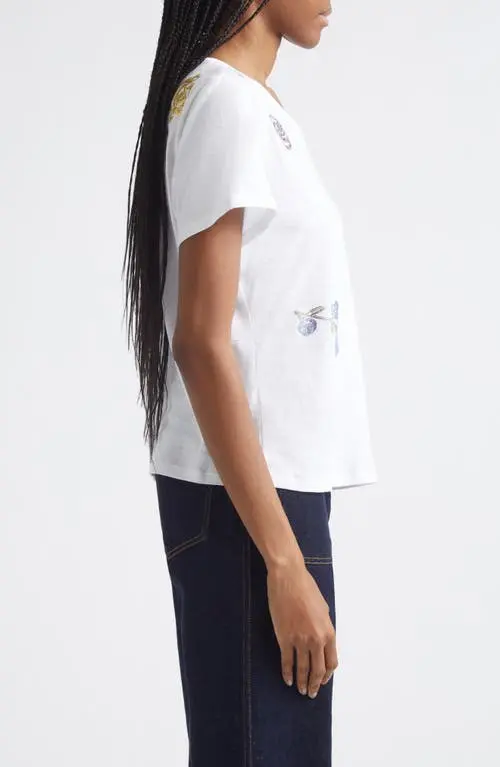 Cinq À Sept Floral Embellished Crewneck T-shirt