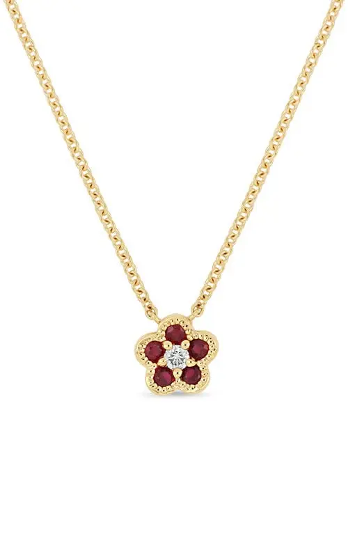Bony Levy El Mar Gemstone & Diamond Flower Pendant Necklace - 18k Yellow Gold/ruby