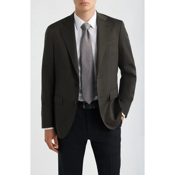 Zanella Chip Wool Twill Sport Coat - Dark Brown