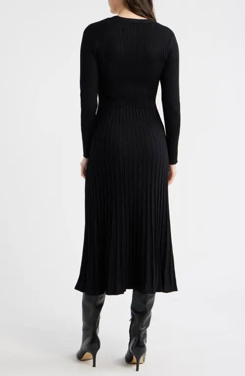 Sam Edelman Long Sleeve Ribbed Maxi Sweater Dress