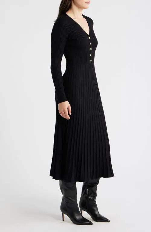 Sam Edelman Long Sleeve Ribbed Maxi Sweater Dress