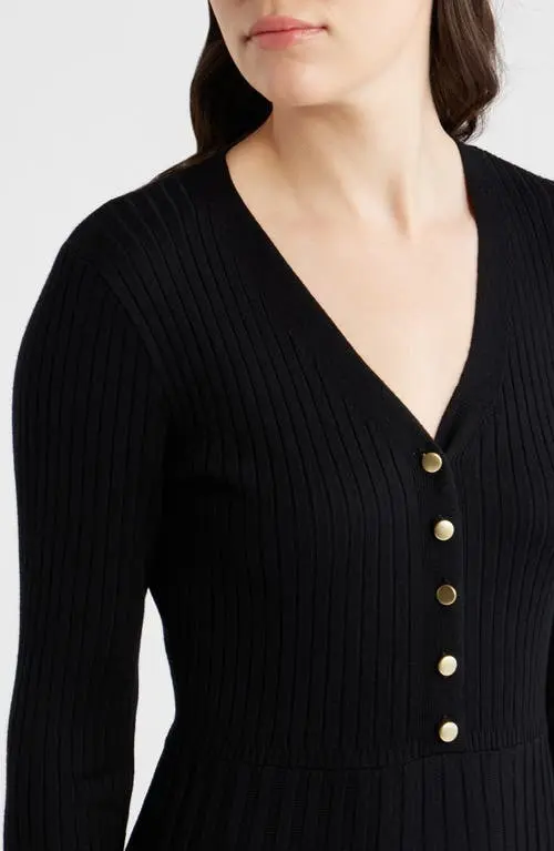 Sam Edelman Long Sleeve Ribbed Maxi Sweater Dress