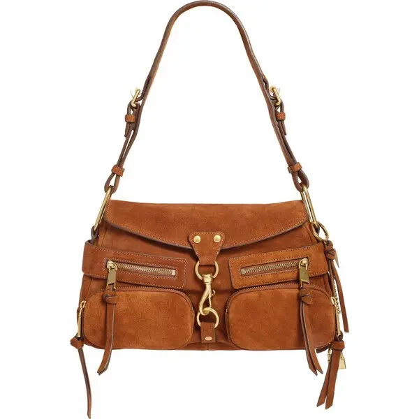 Rebecca Minkoff Julian Suede Shoulder Bag - Cognac
