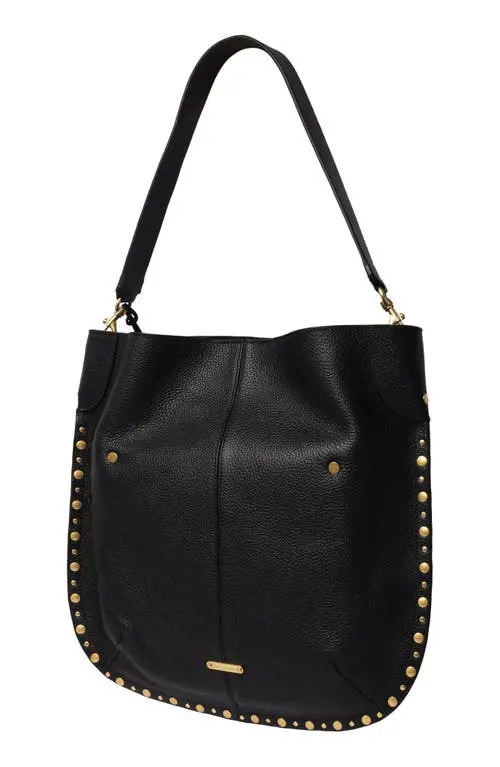 Rebecca Minkoff Slim Darren Hobo Bag With Studs And Tiger's Eye Embellishments - Black