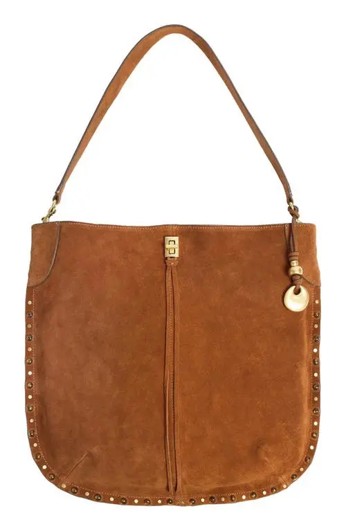 Rebecca Minkoff Slim Darren Stud & Tiger's Eye Embellished Hobo Bag - Cognac