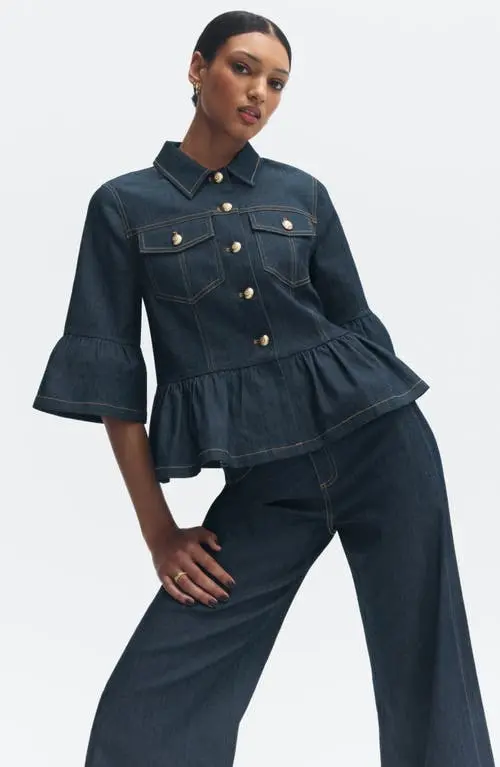 Cinq À Sept Mandie Denim Peplum Shirt Jacket