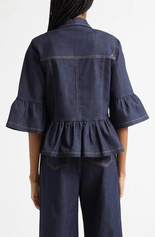 Cinq À Sept Mandie Denim Peplum Shirt Jacket