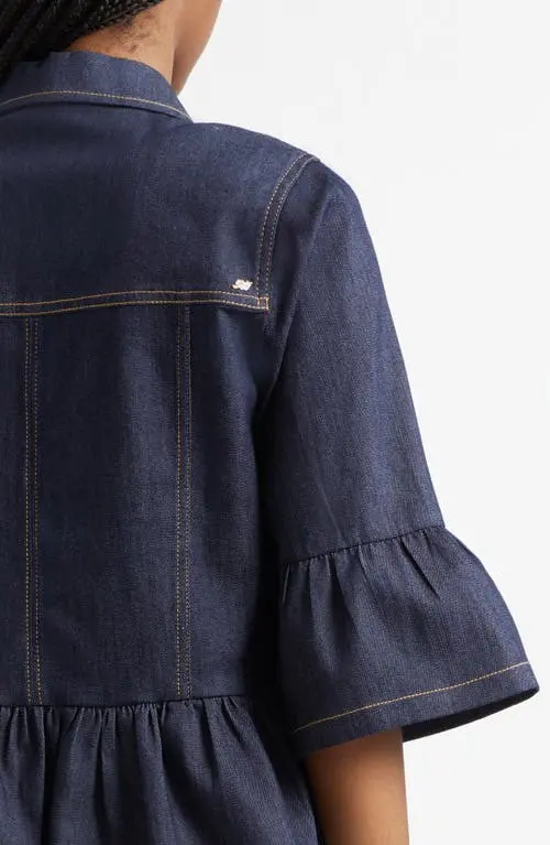 Cinq À Sept Mandie Denim Peplum Shirt Jacket