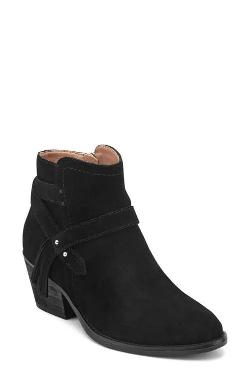 Earth Corbin Fringe Strap Ankle Bootie - Black
