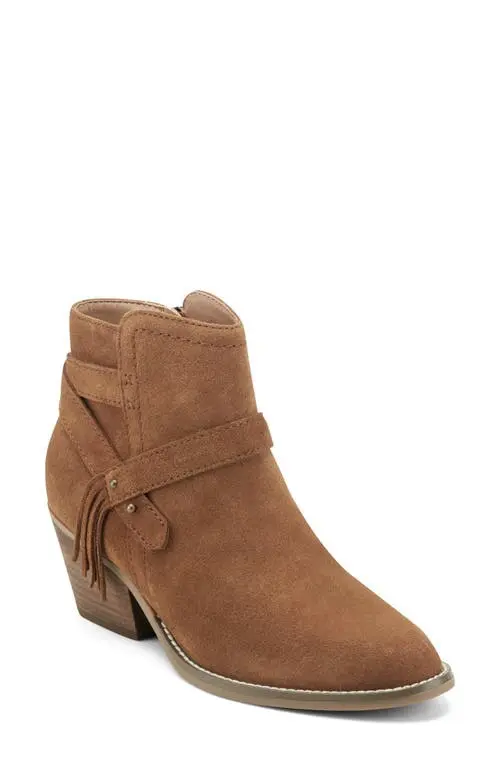 Earth Corbin Fringe Strap Ankle Bootie - Cognac