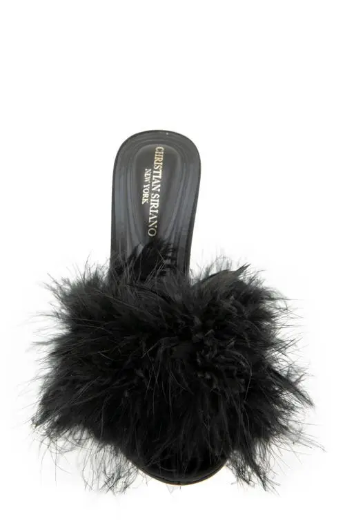Christian Siriano Jazeily Feather Slide Sandal - Black
