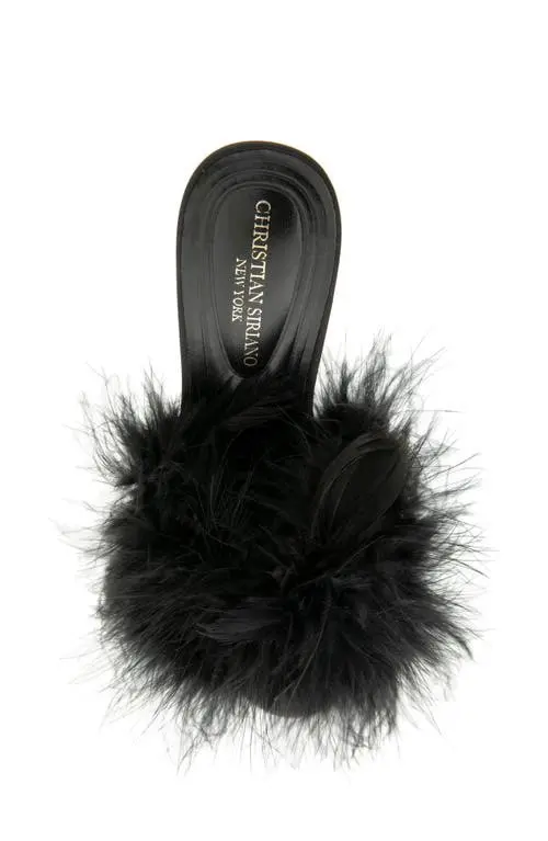Christian Siriano Jazeily Feather Slide Sandal - Black