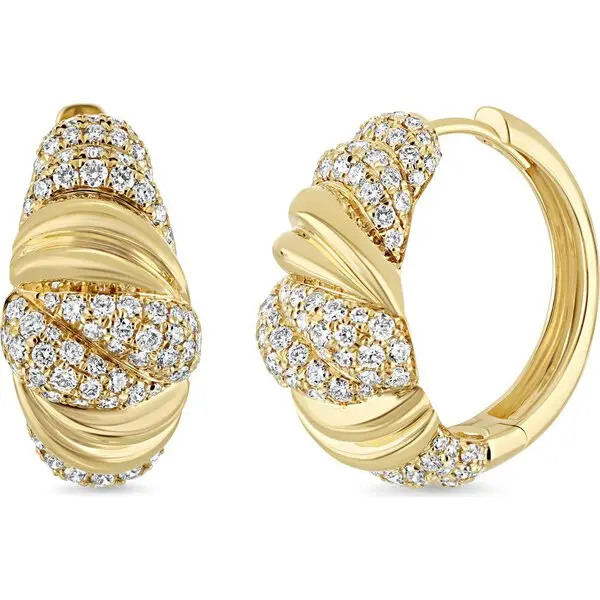 Bony Levy 18k Gold Diamond Hoop Earrings - Yellow