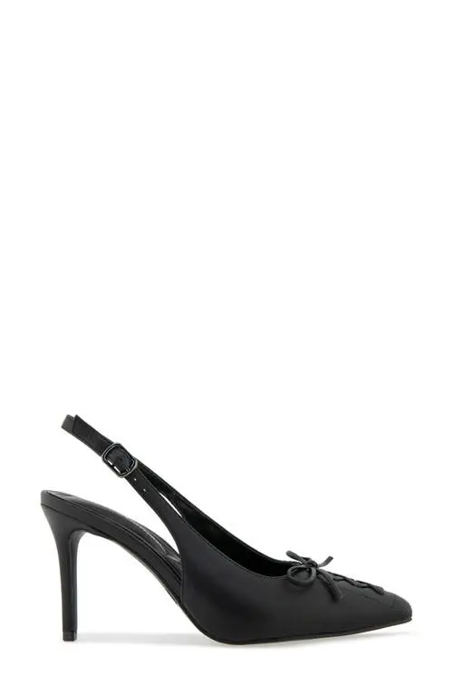 Christian Siriano Faux Leather Slingback Pumps With Bow Detailing - Black