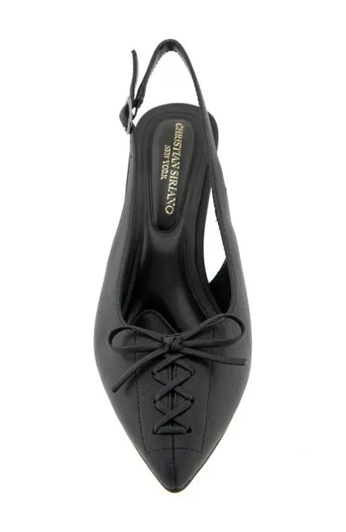 Christian Siriano Faux Leather Slingback Pumps With Bow Detailing - Black