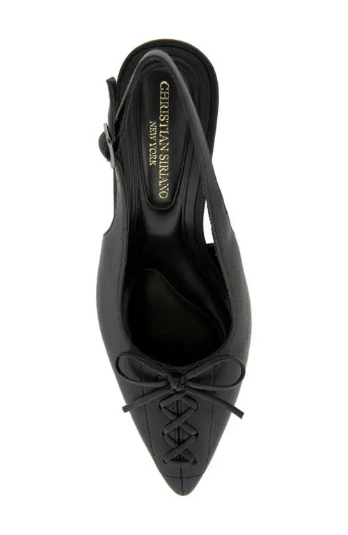 Christian Siriano Faux Leather Slingback Pumps With Bow Detailing - Black