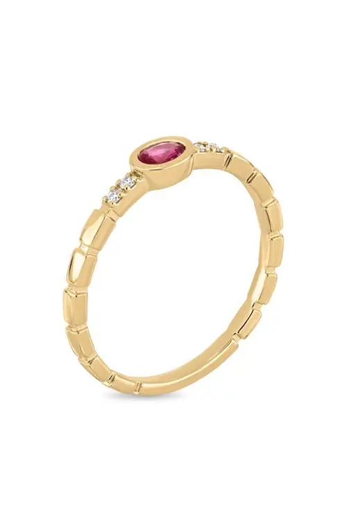 Bony Levy 18k Gold El Mar Gemstone And Natural Diamond Stackable Ring - 18k Yellow Gold/diamond/ruby