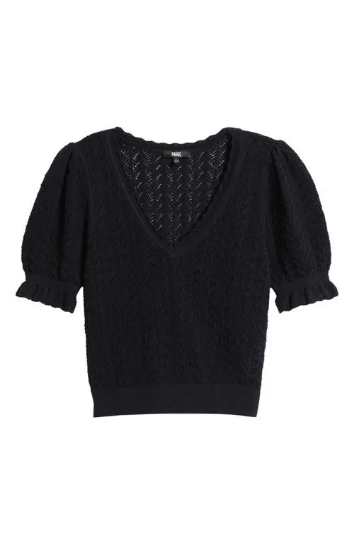 Paige Haisley Pointelle Knit Organic Cotton & Silk Blend Sweater - Deep Navy