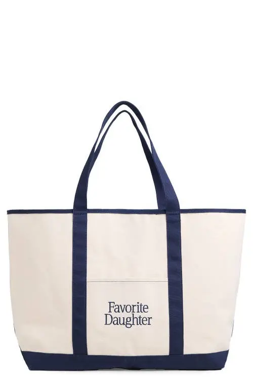 FAVORITE DAUGHTER Large Logo Embroidered Canvas Tote