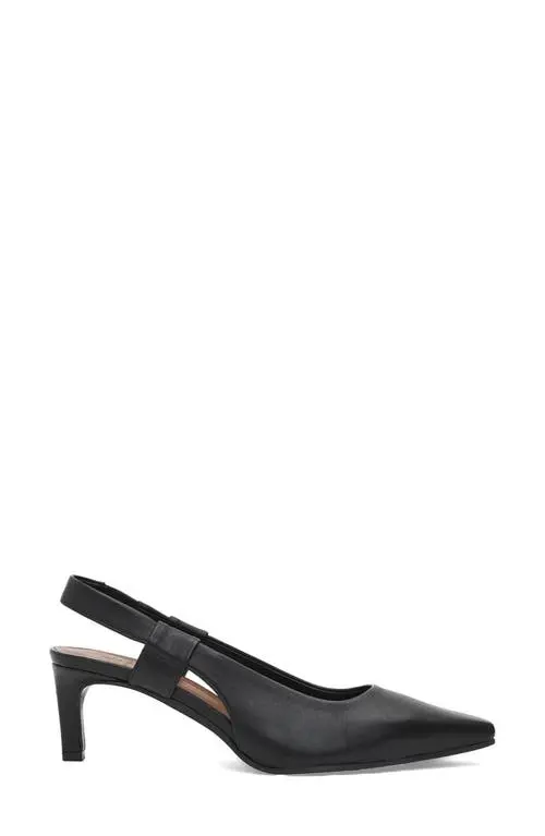 Aquatalia Charm Kitten Heel Waterproof Slingback Pump - Black Leather