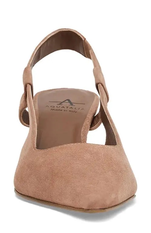 Aquatalia Charm Waterproof Leather Kitten Heel Slingback Pump - Clay Suede