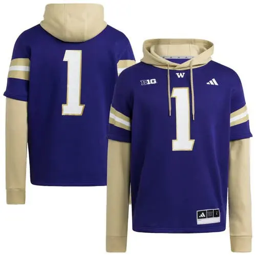 Adidas Washington Huskies Jersey Pullover Hoodie - Purple