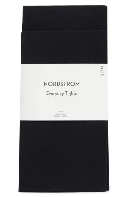 Nordstrom 2-pack Everyday Control Top Opaque Tights - Black