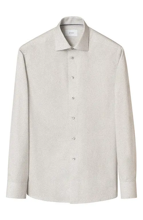 Eton Slim Fit Geometric Print Dress Shirt - Light Grey