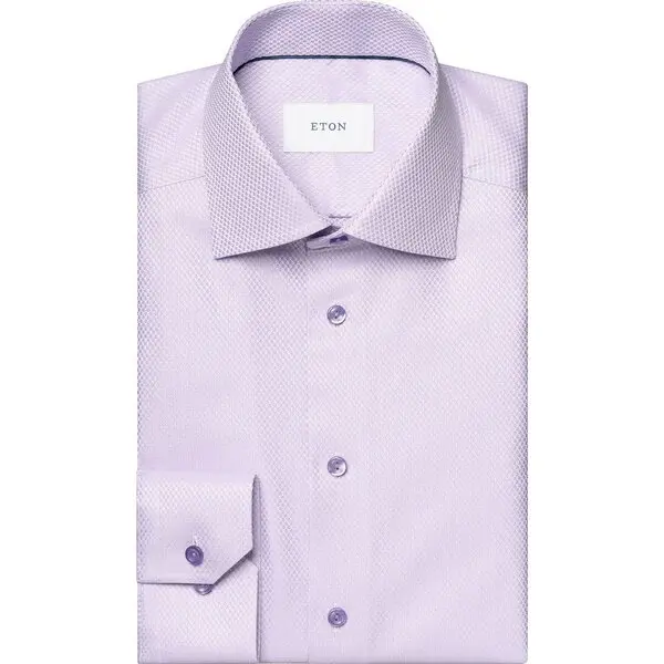 Eton Contemporary Fit Textured Solid Dress Shirt - Light Purple