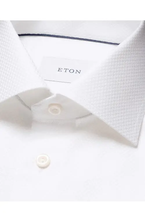 Eton Contemporary Fit Textured Solid Dress Shirt - White