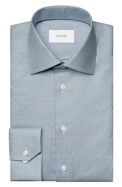 Eton Slim Fit Diamond Geometric Print Dress Shirt - Navy
