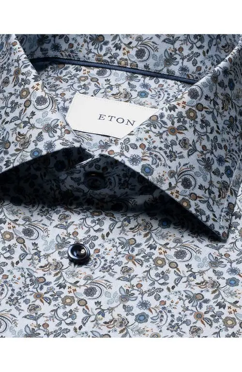 Eton Contemporary Fit Floral Dress Shirt - Dark Blue
