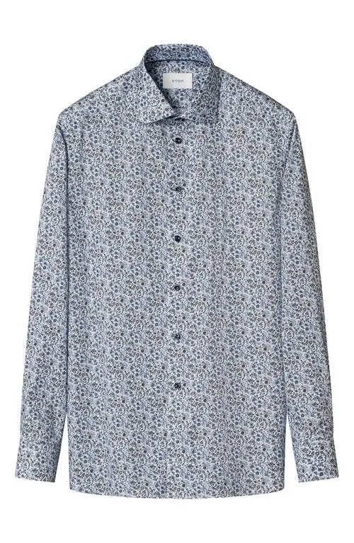 Eton Contemporary Fit Floral Dress Shirt - Dark Blue